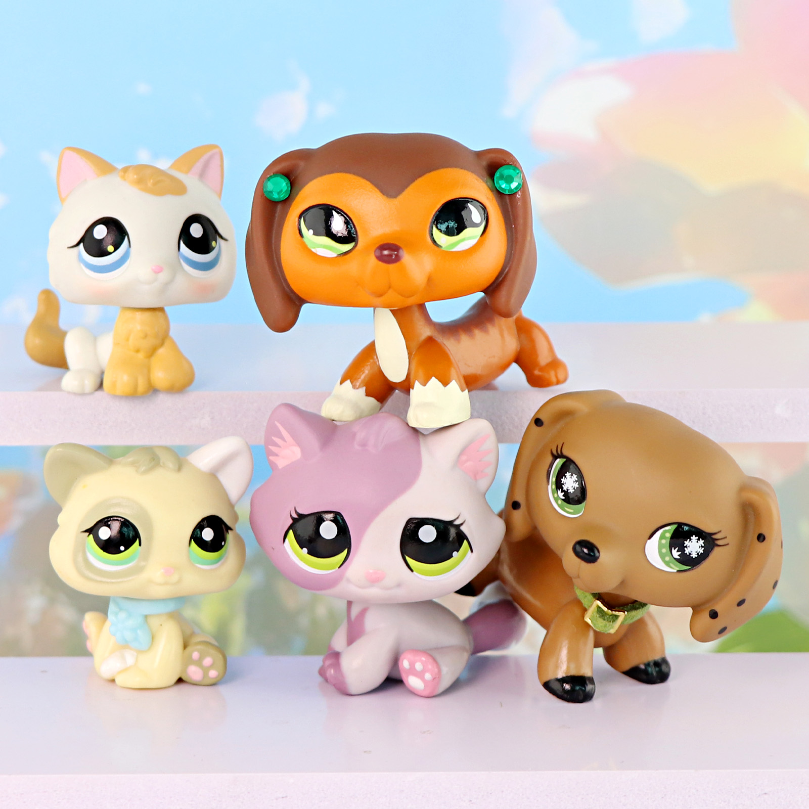 5 PCS Minilpsshop Little Pet Animal Figures Toys,Dachshund Kitten ...