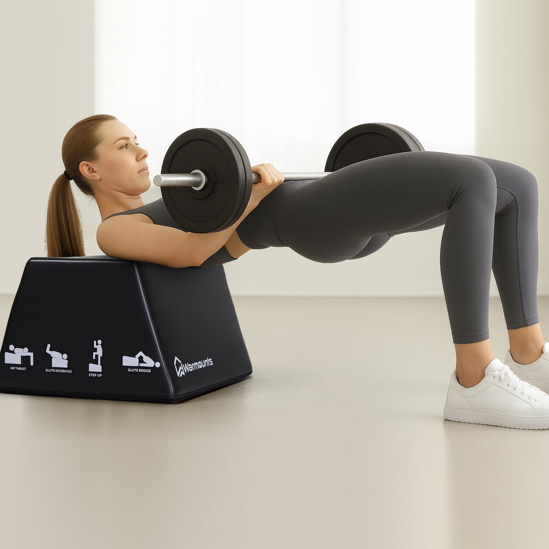 WARMOUNTS Hip Thrust Bench 700 Lbs, 24" x 18" Multi-Functional Total ...