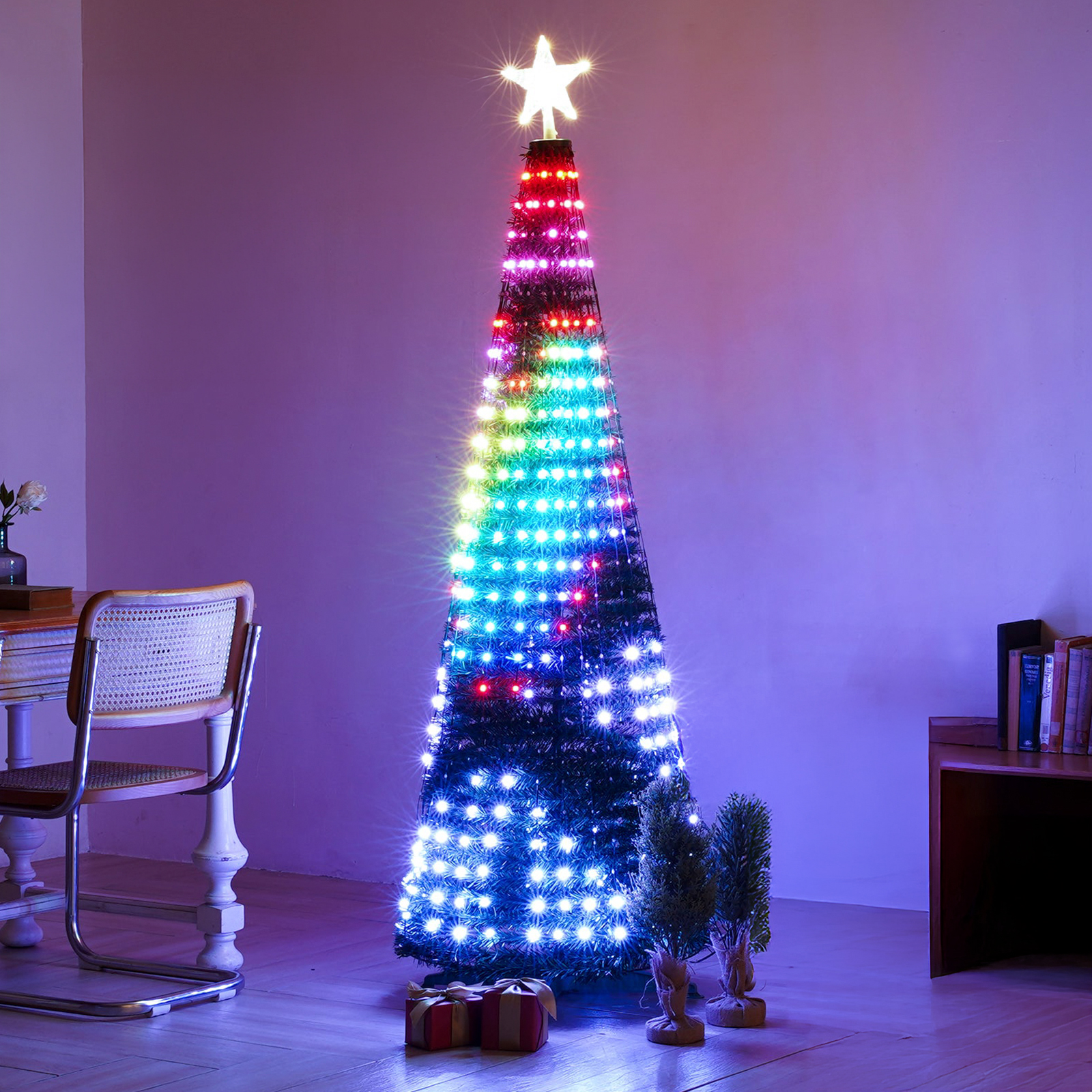 Christmas Cone Tree Lights,400 LEDs RGBIC, App Control, IP67 Waterproof ...