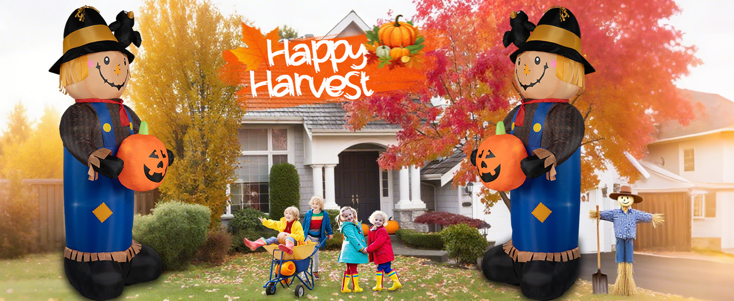 B&D 8FT Fall Inflatables Scarecrow Decorations, Harvest Scarecrow ...