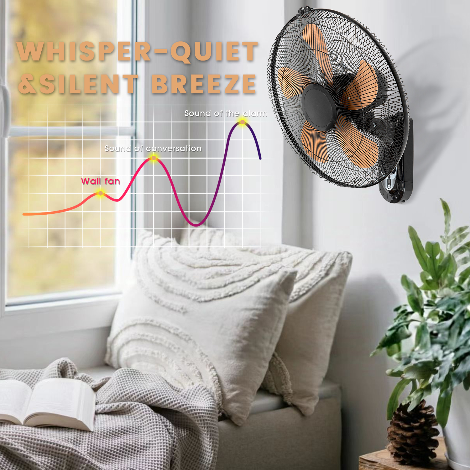 2 Pack 18" Wall Mount Fan with Remote, 3 Speeds Wall Oscillating Fan ...