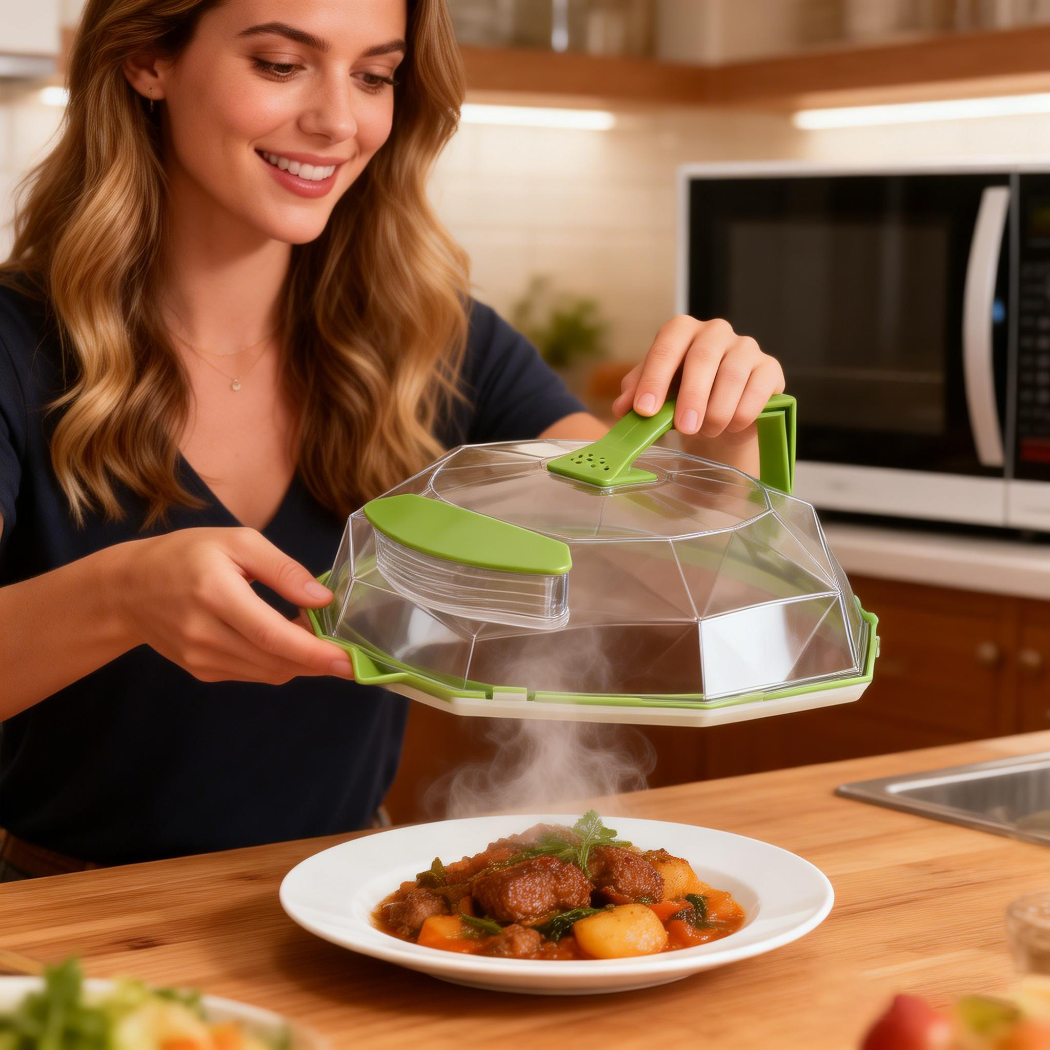 Microwave Cover & Steamer 2-in-1 1PC Splatter Guard With Water Sprayer ...