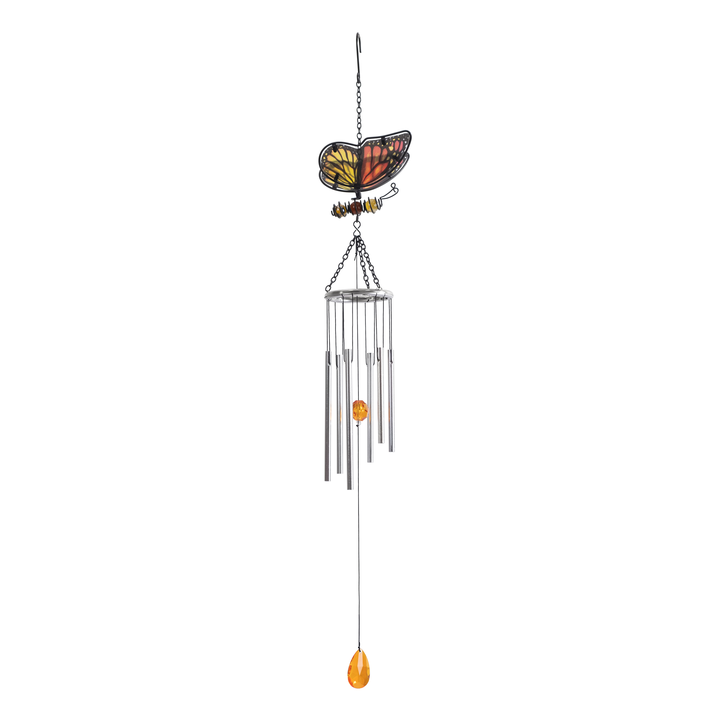 Mainstays Butterfly Glass and Metal Outdoor Wind Chime, Weather ...