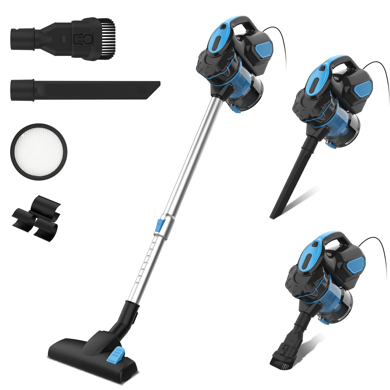 Homadio Corded Stick Vacuum Cleaner, 600W 18kPa Suction, 20ft Cord, 3 ...