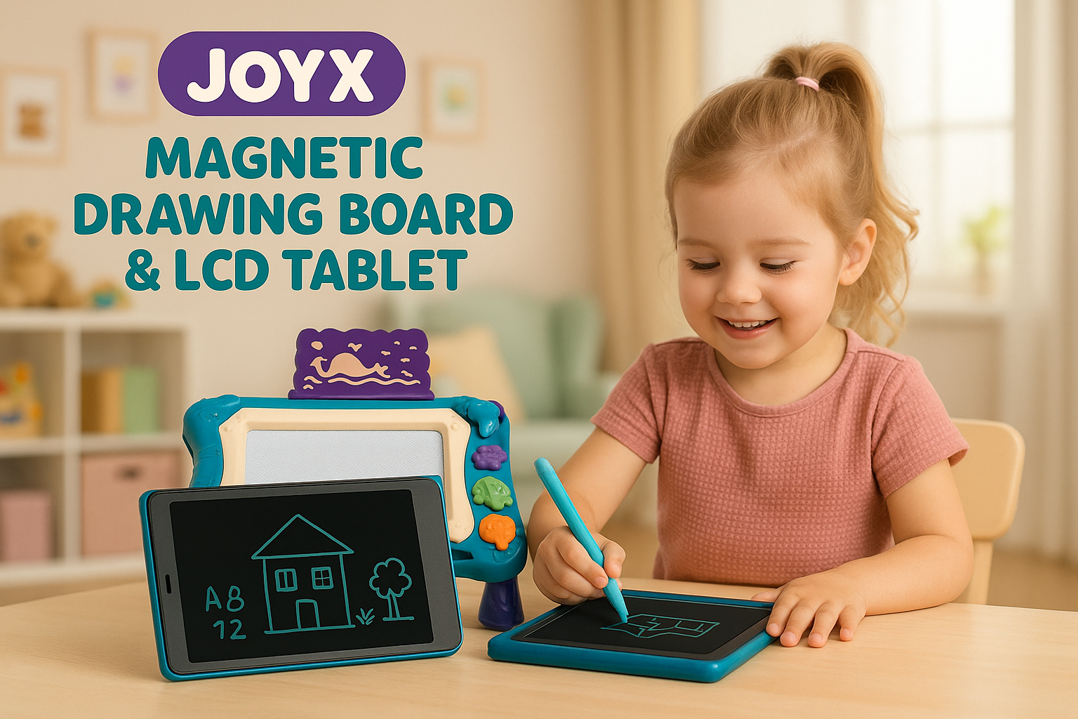 JoyX Magnetic Drawing Board for Kids - Educational Learning Toys for 2 ...