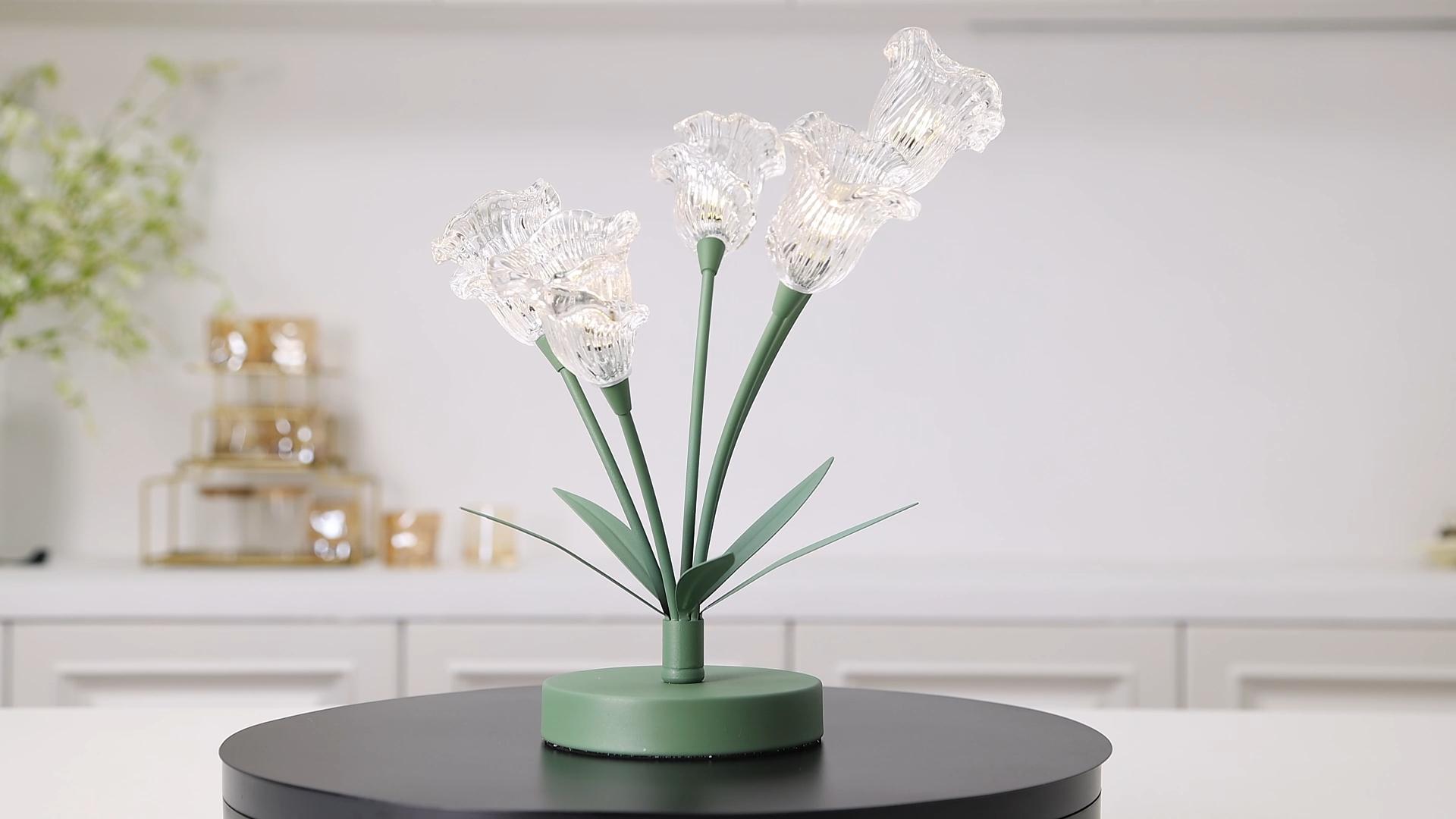 Vintage Flower Table Lamp for Home 3 Color Modes Decorative Floral Lamp ...