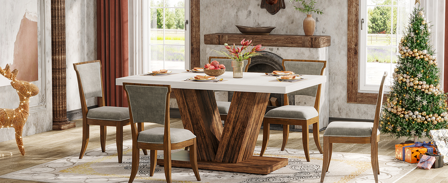 Tribesigns 47" Dining Table, Wood Walnut Kitchen Table with Heavy Duty ...