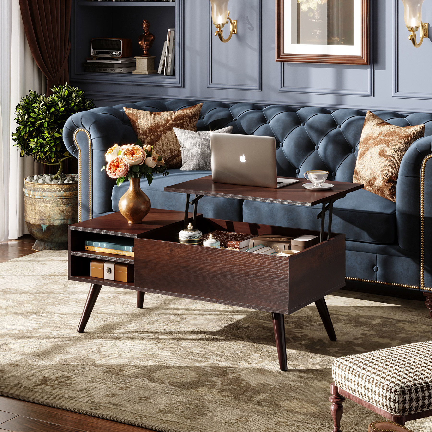 GALAXHERO Wood Lift Top Coffee Table with Hidden Compartment and ...