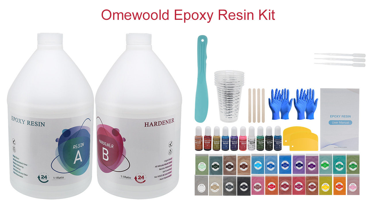 Omewoold Epoxy Resin 1 Gallon Crystal Clear Casting Kit with Color ...
