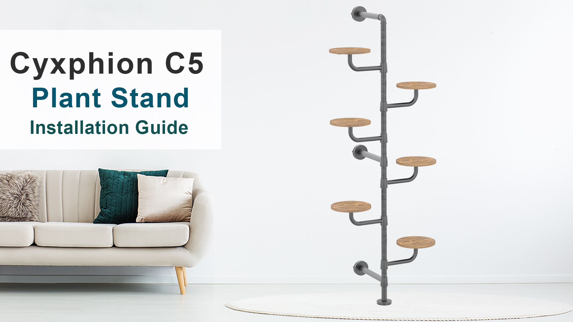 C5 Rotatable Metal Wall-Mounted Plant Stand, 6-Tier Adjustable Indoor ...