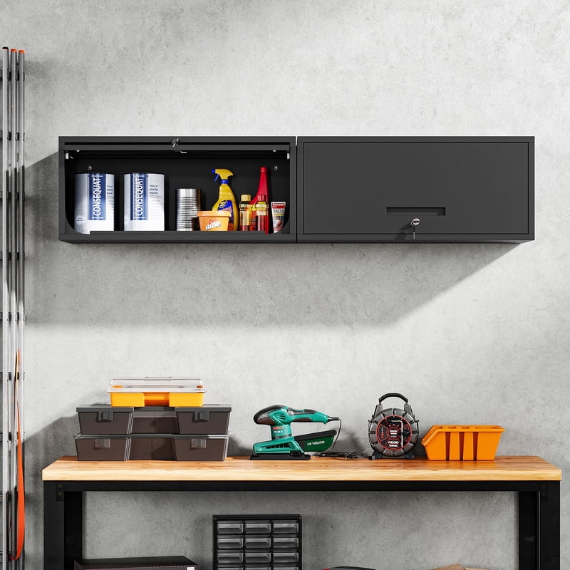 Fesbos Metal Garage Wall Cabinet with Doors, Wall Mounted Metal Storage ...