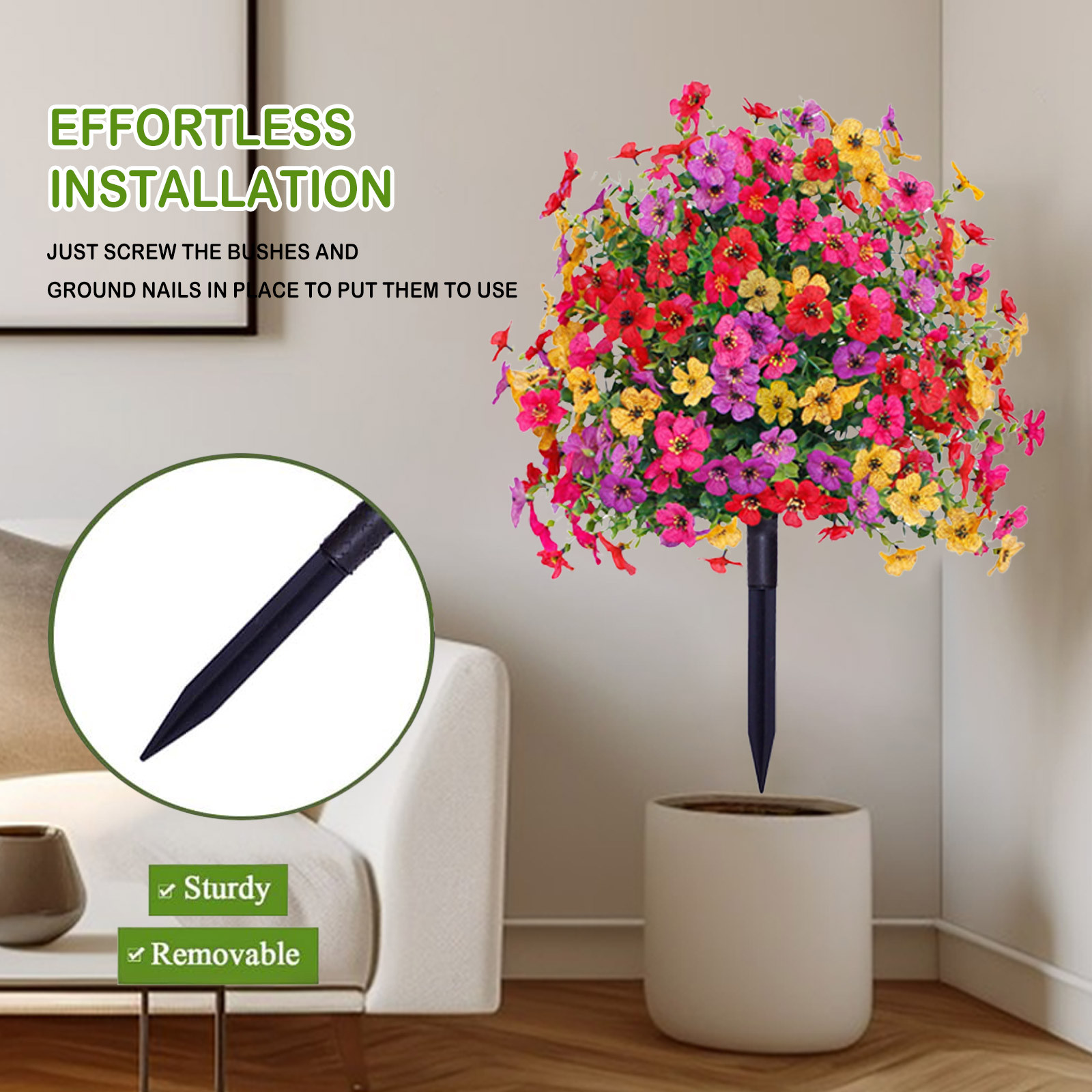 23in UV & Fade-Resistant Artificial Violet Ball Topiary Trees‌ with ...