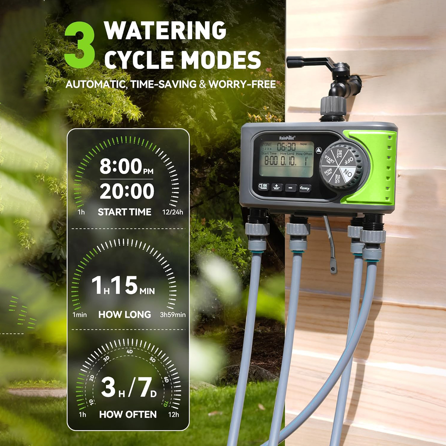RainPoint Garden Hose Timer, 4 Outlets Water Timer Programmable ...