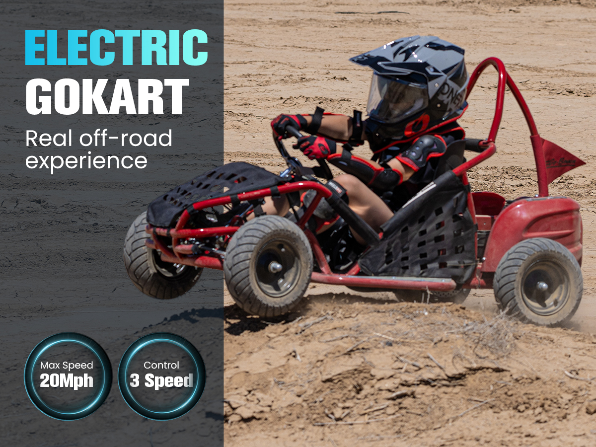 Arshin Electric Go-Kart,1000W 48V 20Mph Drift Kart for Teens,3-Speed ...