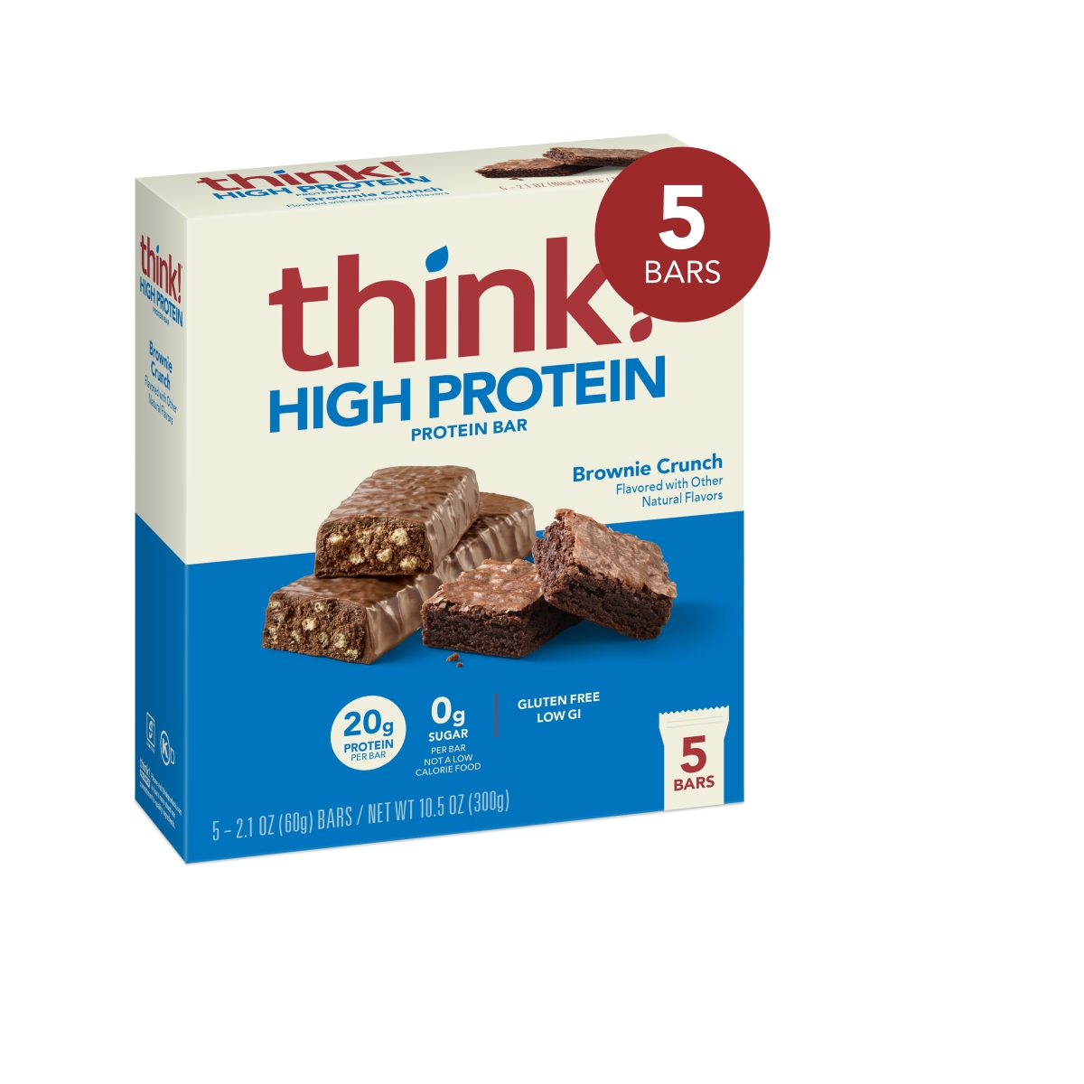 think! High Protein Chocolate Brownie Crunch Bars, Sweet Treat, 5 Count ...