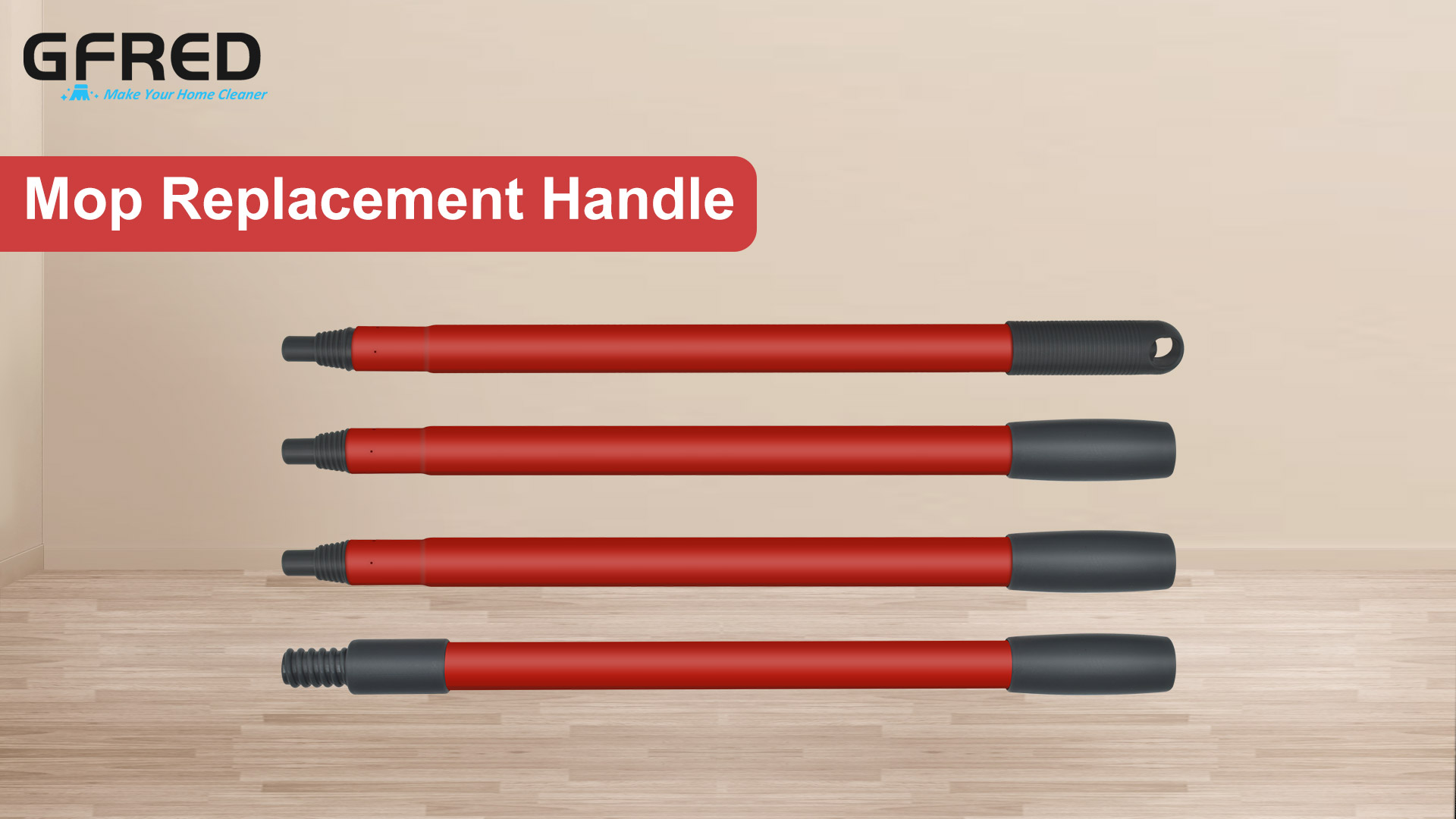 GFRED Mop Handle Replacement,Classic Red Metal Spin Mop Stick fit O ...