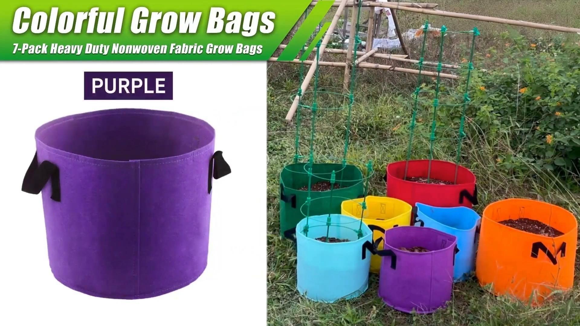 10 Gallon Grow Bags, 7 Pack Colorful Fabric Plant Pots with Handles for ...