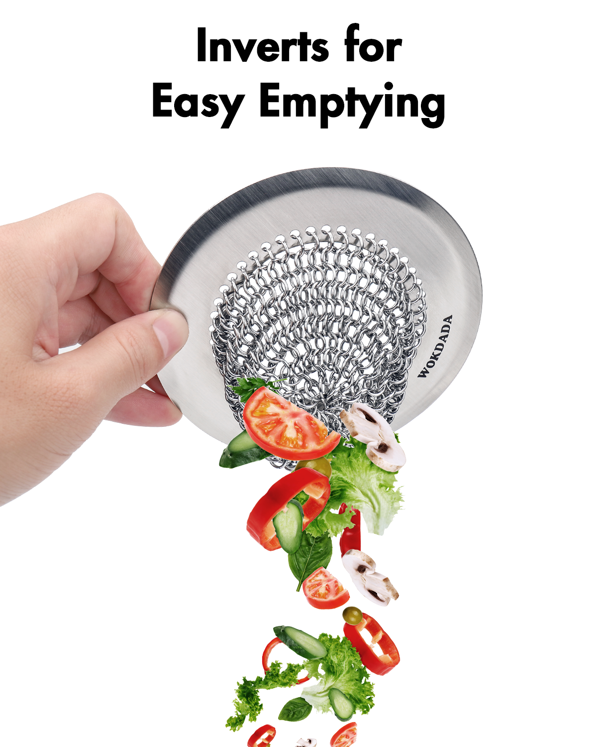 wokdada Sink Strainer, Reversible Chain Mesh, Stainless Steel, Large ...