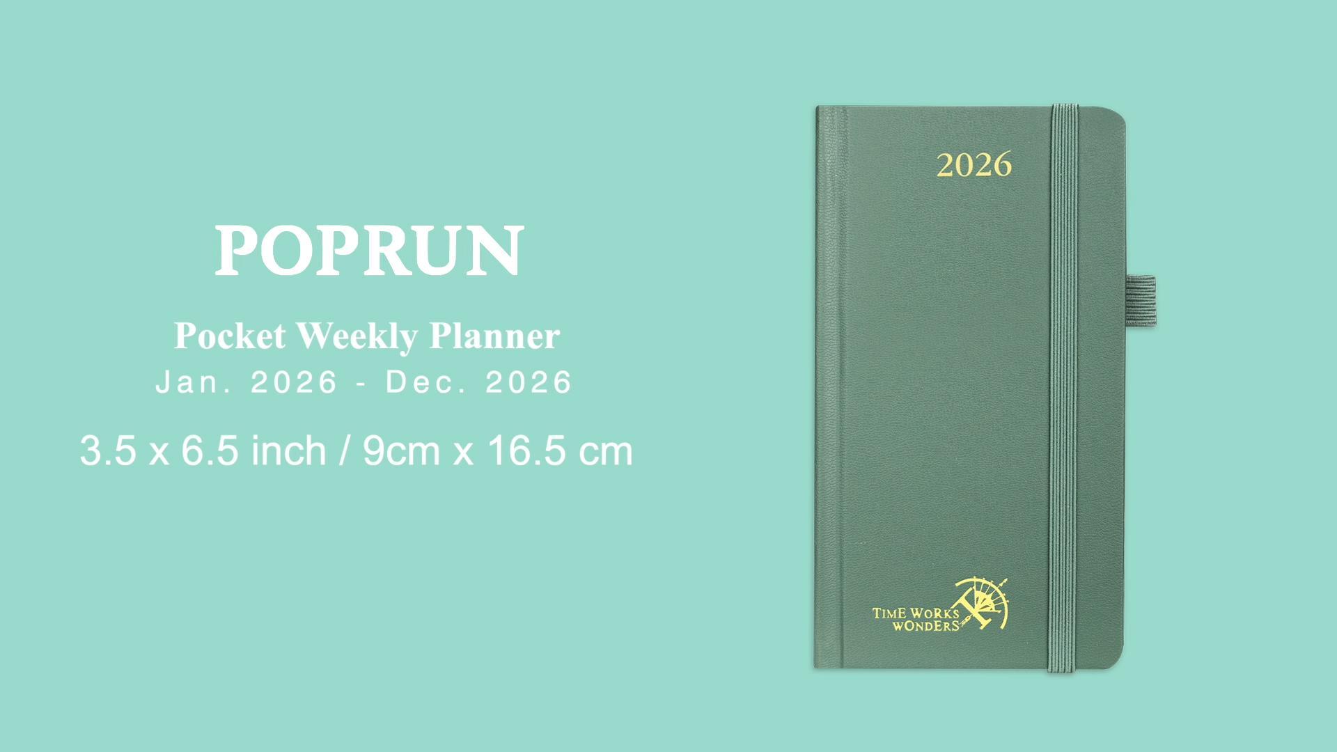 POPRUN 2026 Pocket Planner (Jan. 2026-Dec. 2026), 3.5" x 6.5", 2026 ...