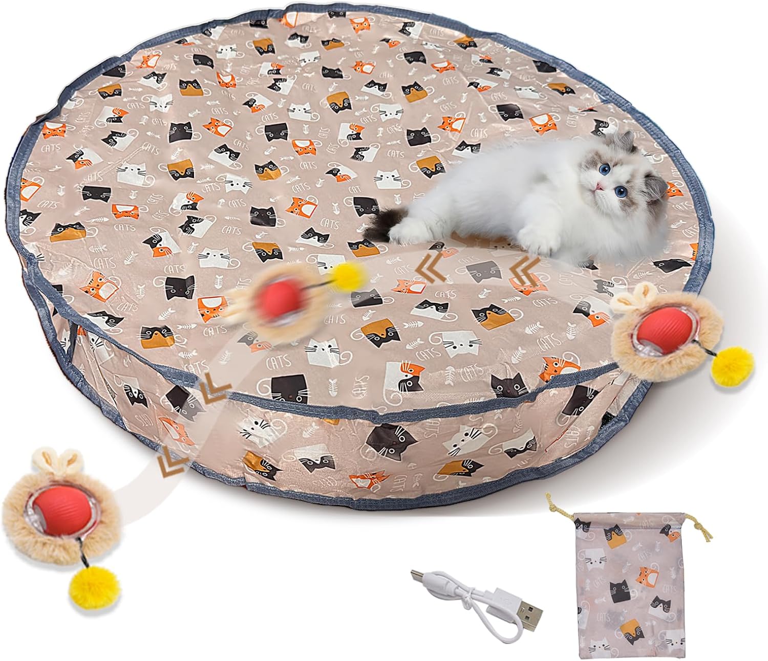 BDUN Interactive Cat Toy with Motion-Activated Rolling Ball, LED Lights ...