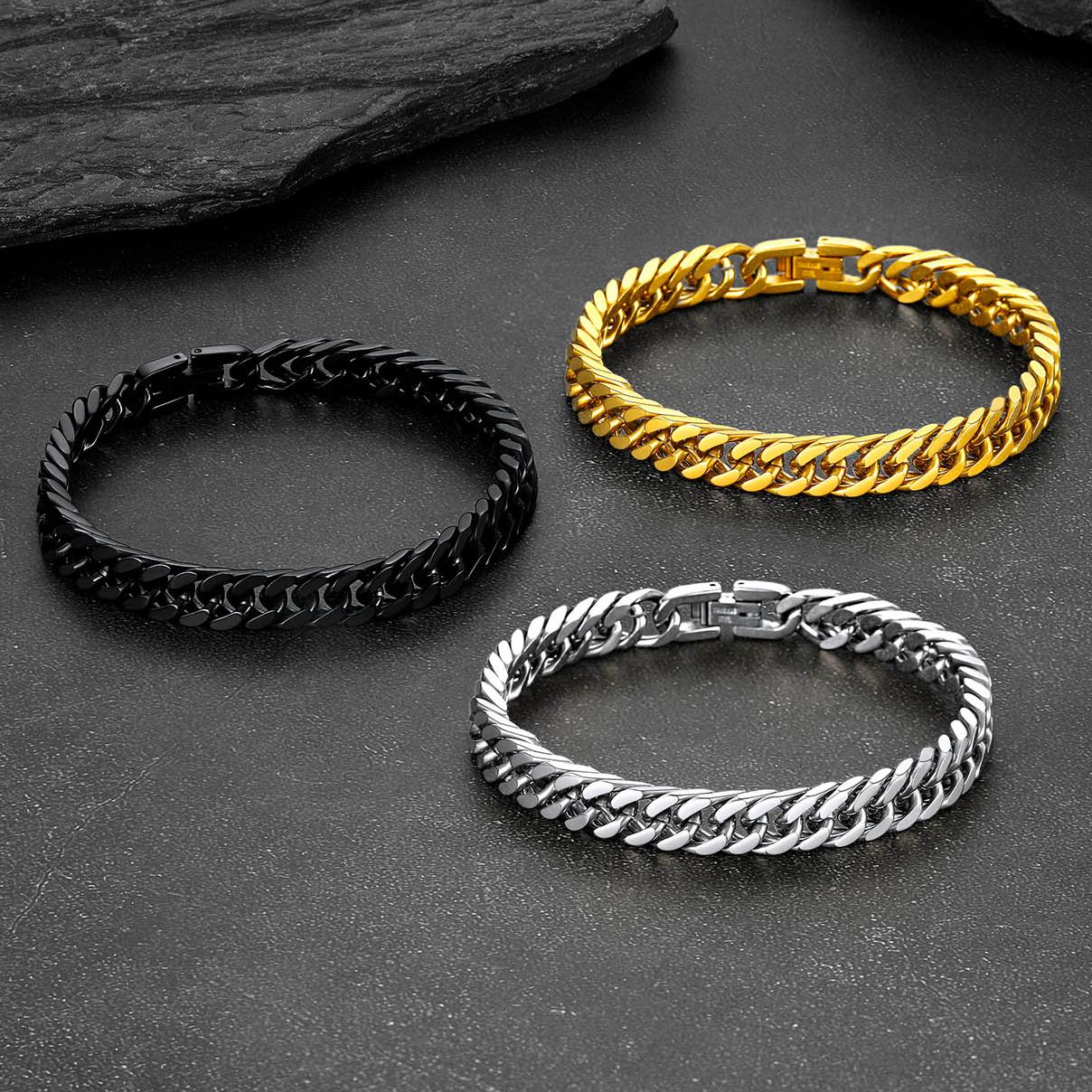 FaithHeart Cuban Curb Link Bracelets for Men, Stainless Steel Chain ...