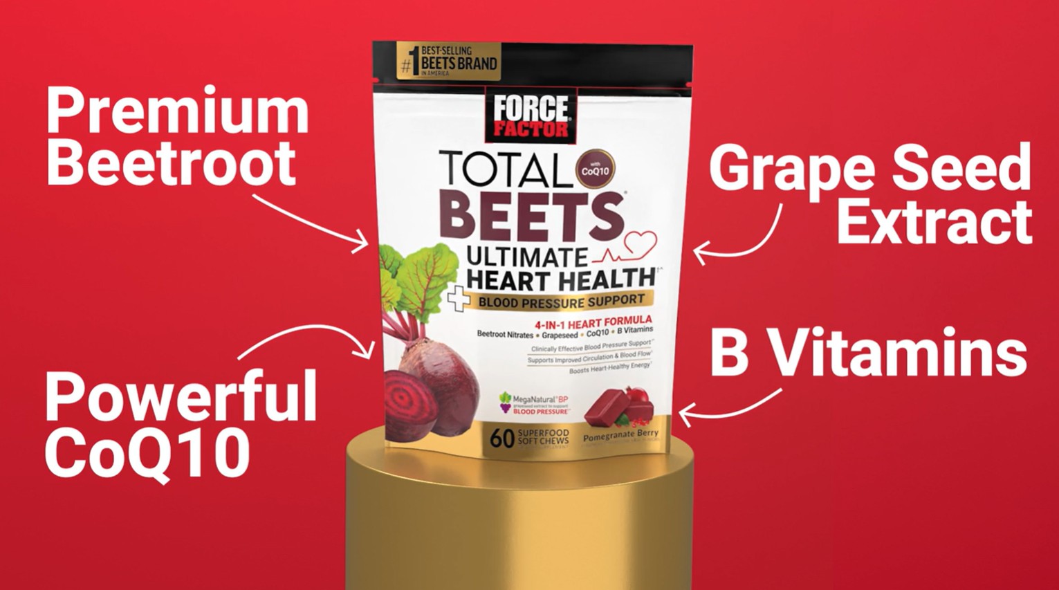 Force Factor Total Beets Ultimate Heart Health, Blood Pressure Support with CoQ10 & Beet Root ...