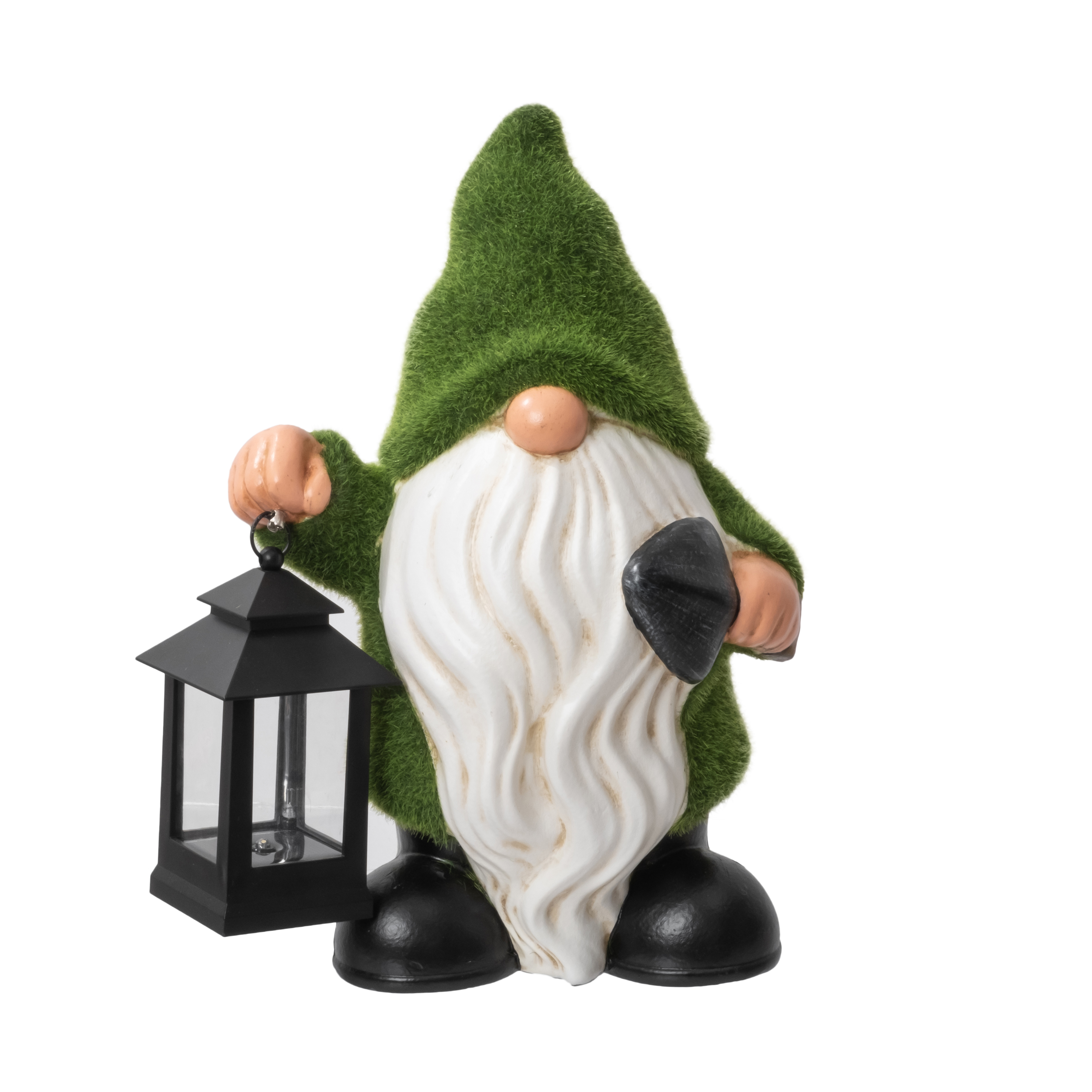 Mainstays Solar Mossy Gnome Garden Statue with LED Lantern - Walmart.com