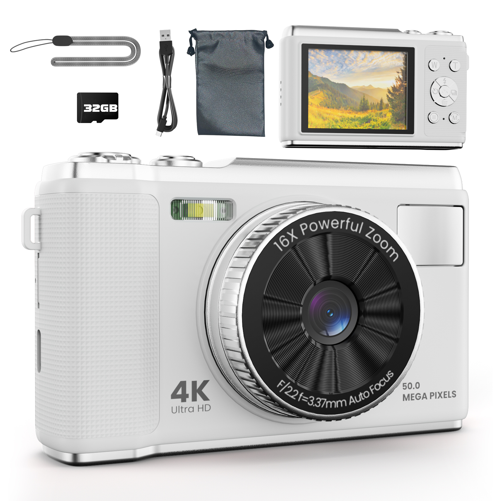 Digital Camera for Photography with 16x Zoom Anti Shake，4K HD Auto ...