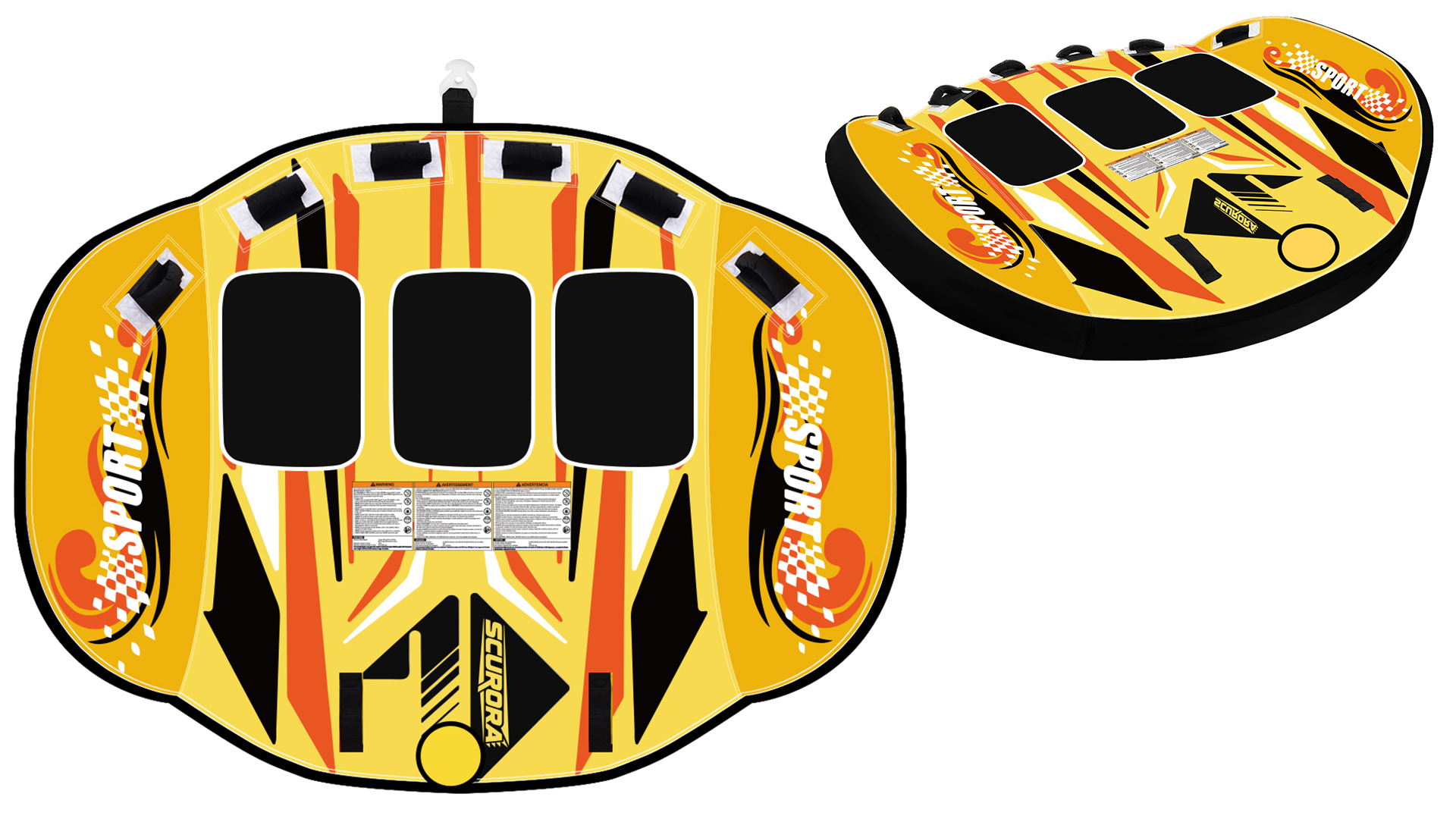 scurora 3 Person Towable Tube, 840D Nylon Cover, Inflatable Water Tube ...