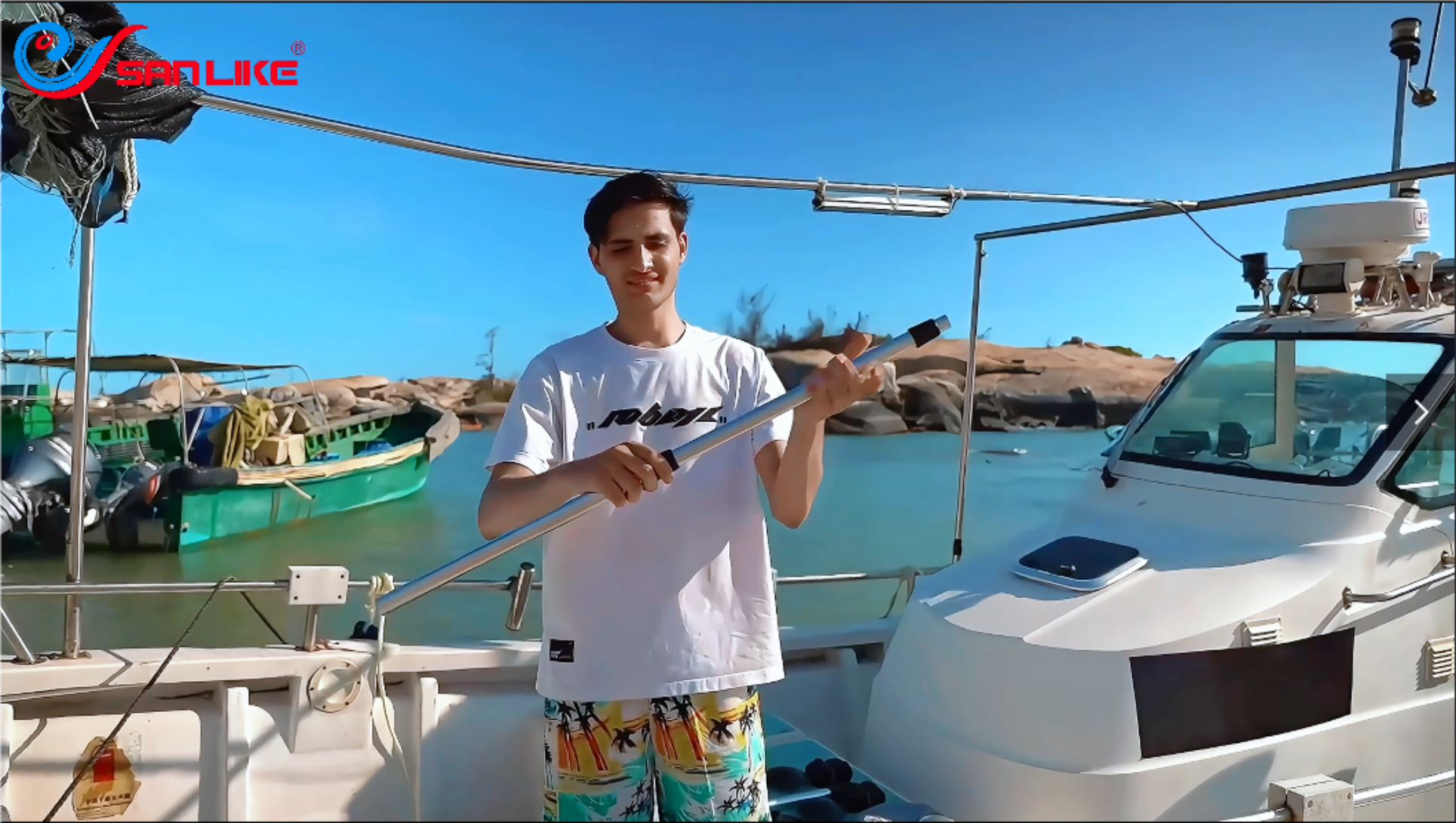 SAN LIKE Adjustable Telescopic Boat Cover Support Pole System ...