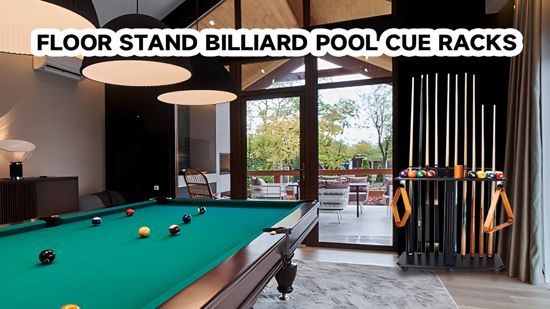 GSE Expert Wooden Floor Stand Billiard Rack, Holds 10 Cues, 2 Holders ...