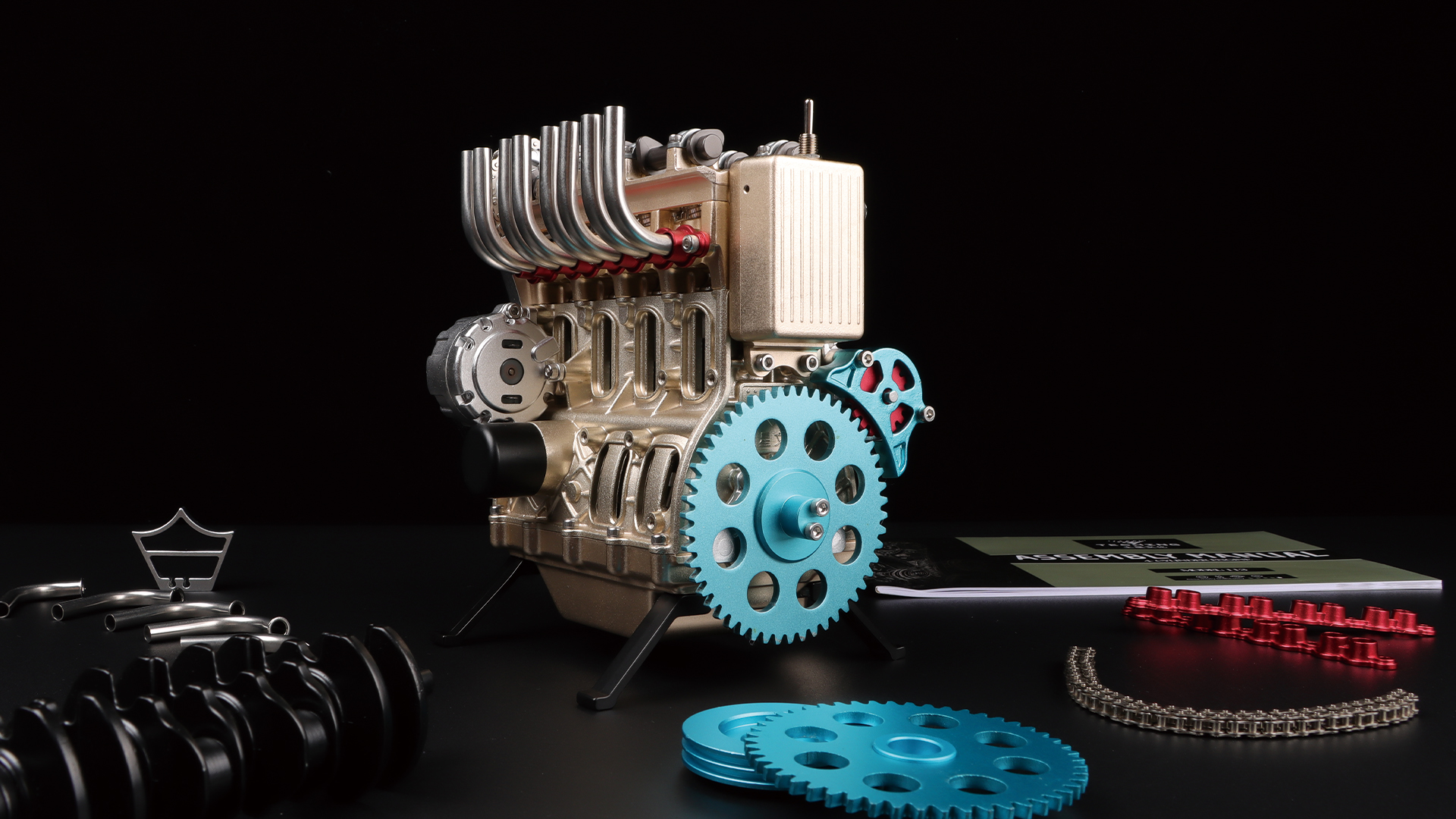 TECHING v4 Engine Model kit Full Metal Model Engine Assembly Kit Kids ...