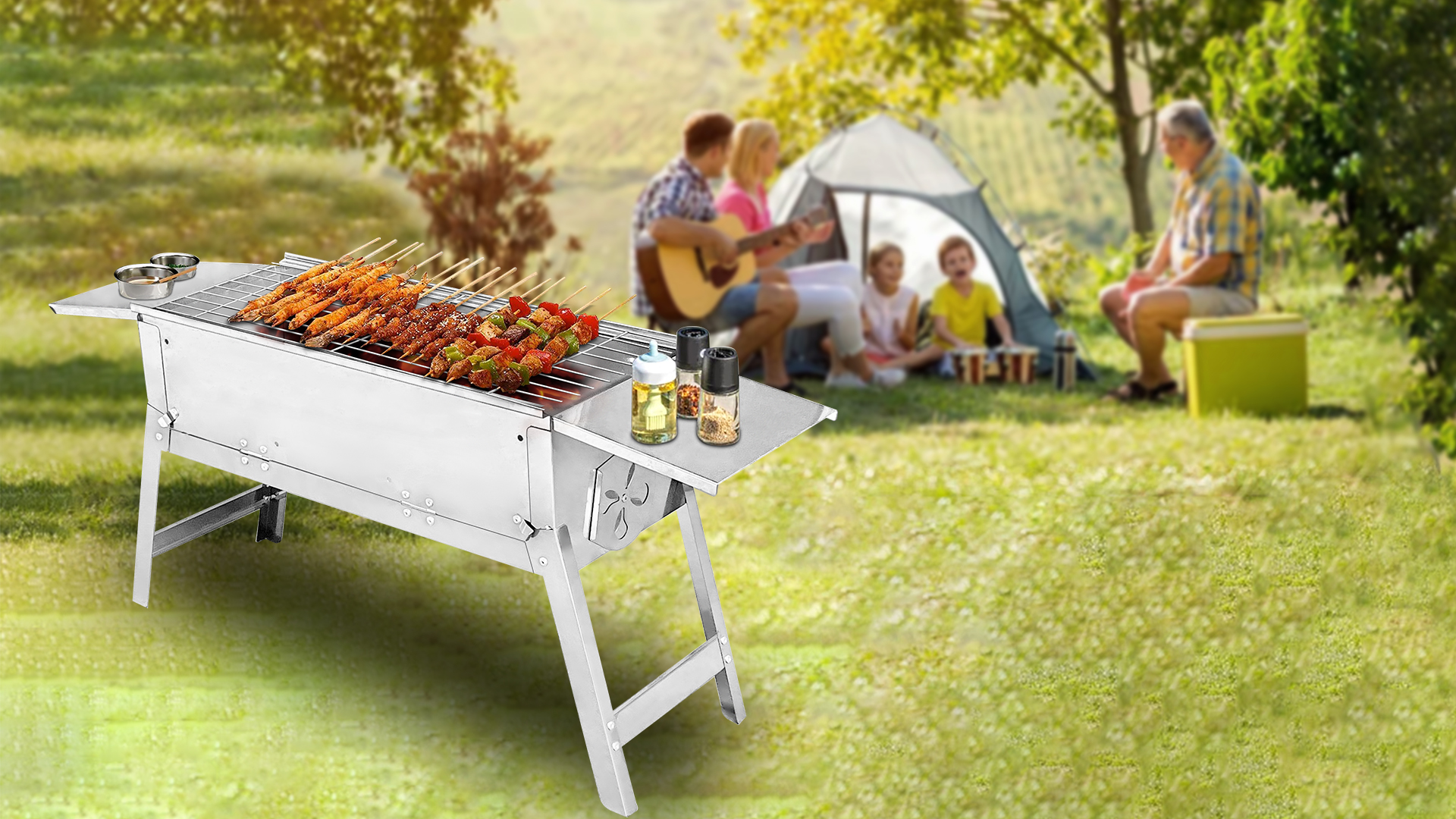 OPTUTUS 32 inch Portable Charcoal BBQ Grill, Small Collapsible Grill ...